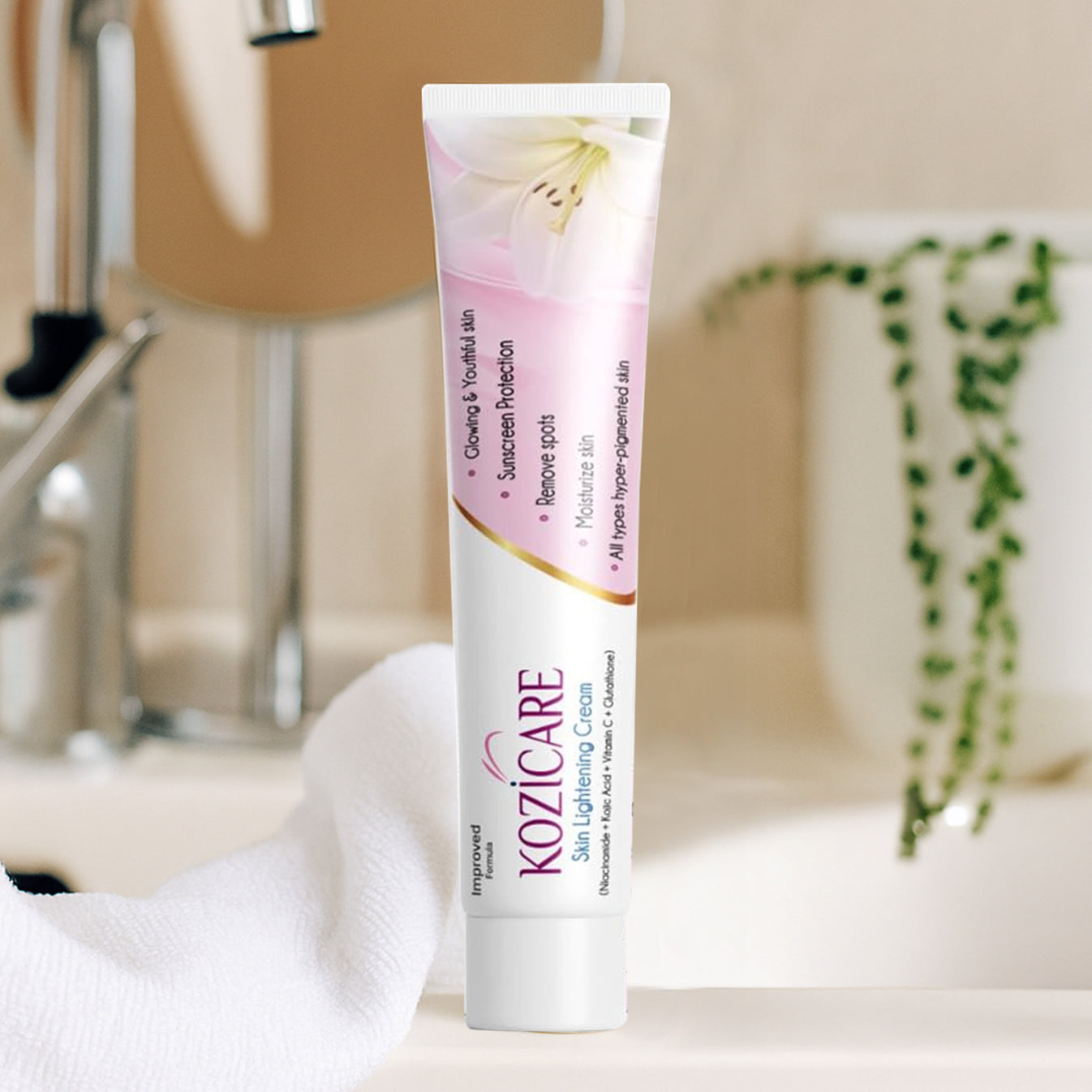 Kozicare Skin Lightening Non-Sticky Cream Lotion | Enriched with 3% Ko