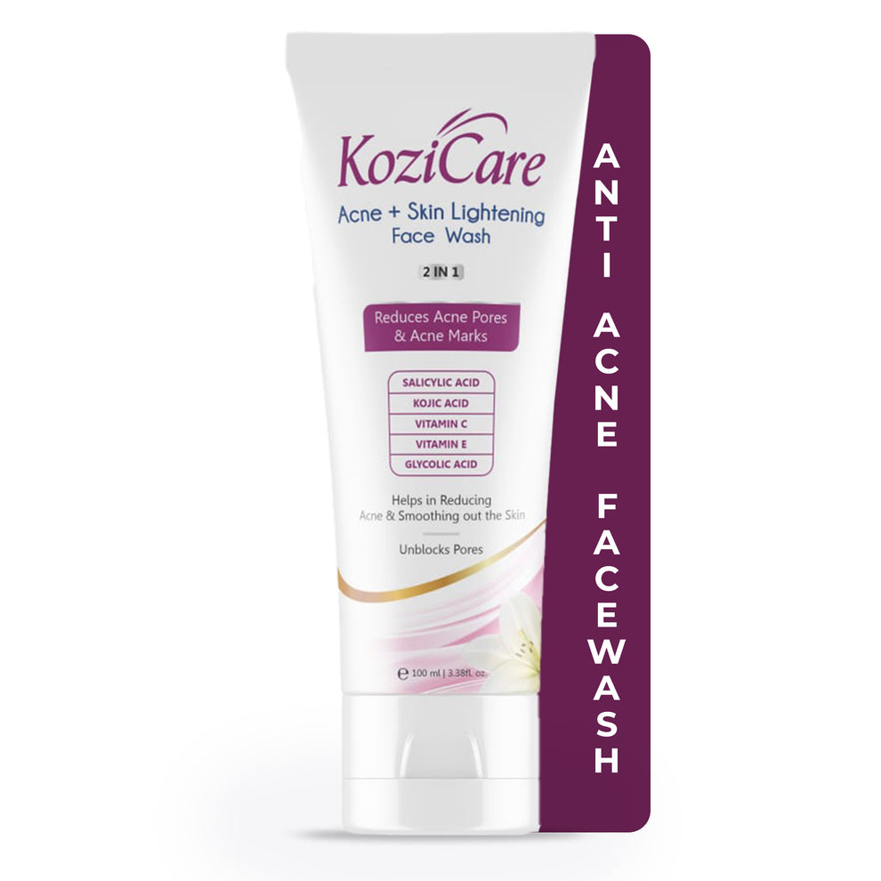 Kozicare Acne + Skin Lightening Face Wash 2 in 1 Enriched with Kojic A